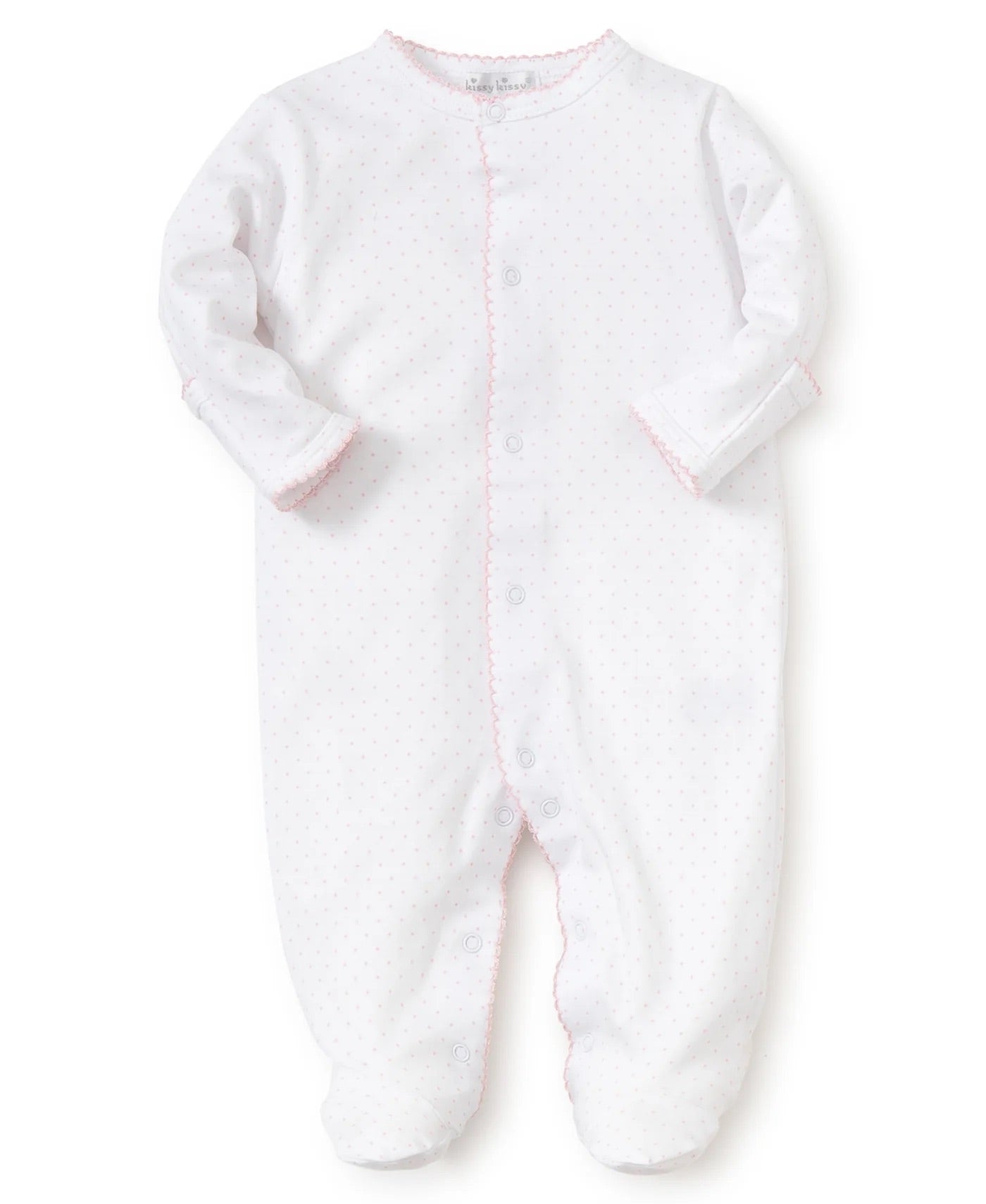 White/Pink New Kissy Dots Print Footie – The Frilly Frog
